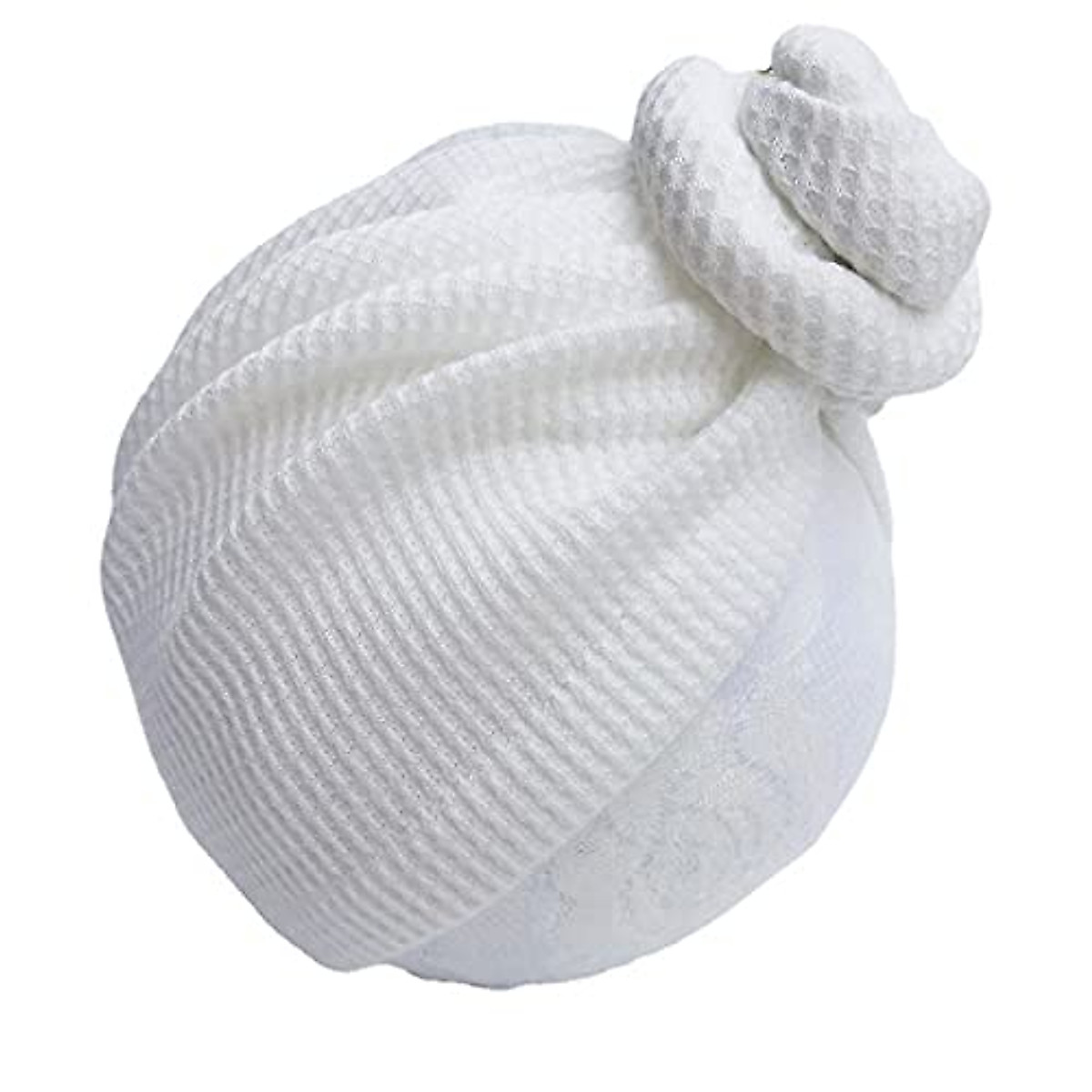 Asufegucd 5 Pieces Baby Turban Hats Turban Bun Knot Baby Infant Beanie Baby Girl Soft Toddler Cap Waffle Style (Girls 5pcs)