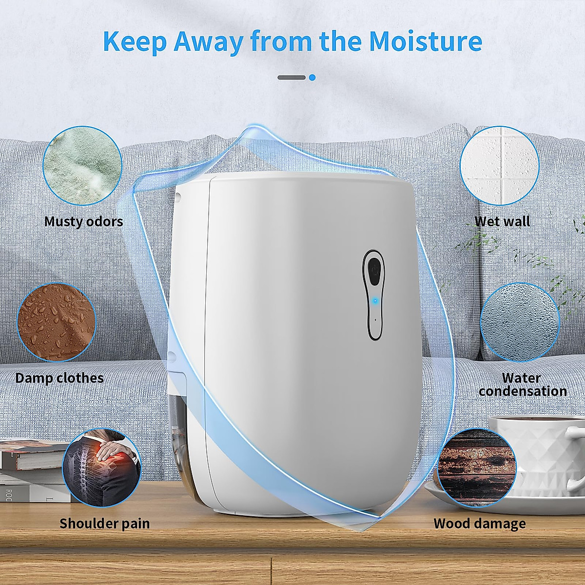 Dehumidifiers for Home, Small Dehumidifiers with Drain Hose(30OZ),2400 Cubic Feet (260 sq ft) Portable Dehumidifier for Room, Auto Shut Off, 30dB Ultra Quiet, Dehumidifiers for Bathroom, Basement,