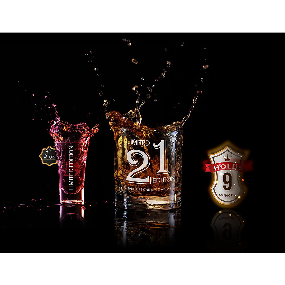 21st Birthday Gifts For Him - 2002 Whiskey & Shot Glass Funny Bday Present Ideas for 21 Year Old Men, Boyfriend, Husband, Son, Anniversary, From Girl Friend, Mom, Dad, Brother, Sister Decorations