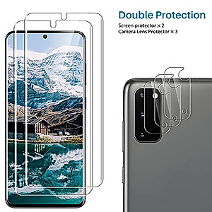 [2+3 Pack] LϟK Designed for Samsung Galaxy S20 2 Pack Screen Protector & 3 Pack Camera Lens Protector, Alignment Frame High Definition Clear Flexible TPU Film