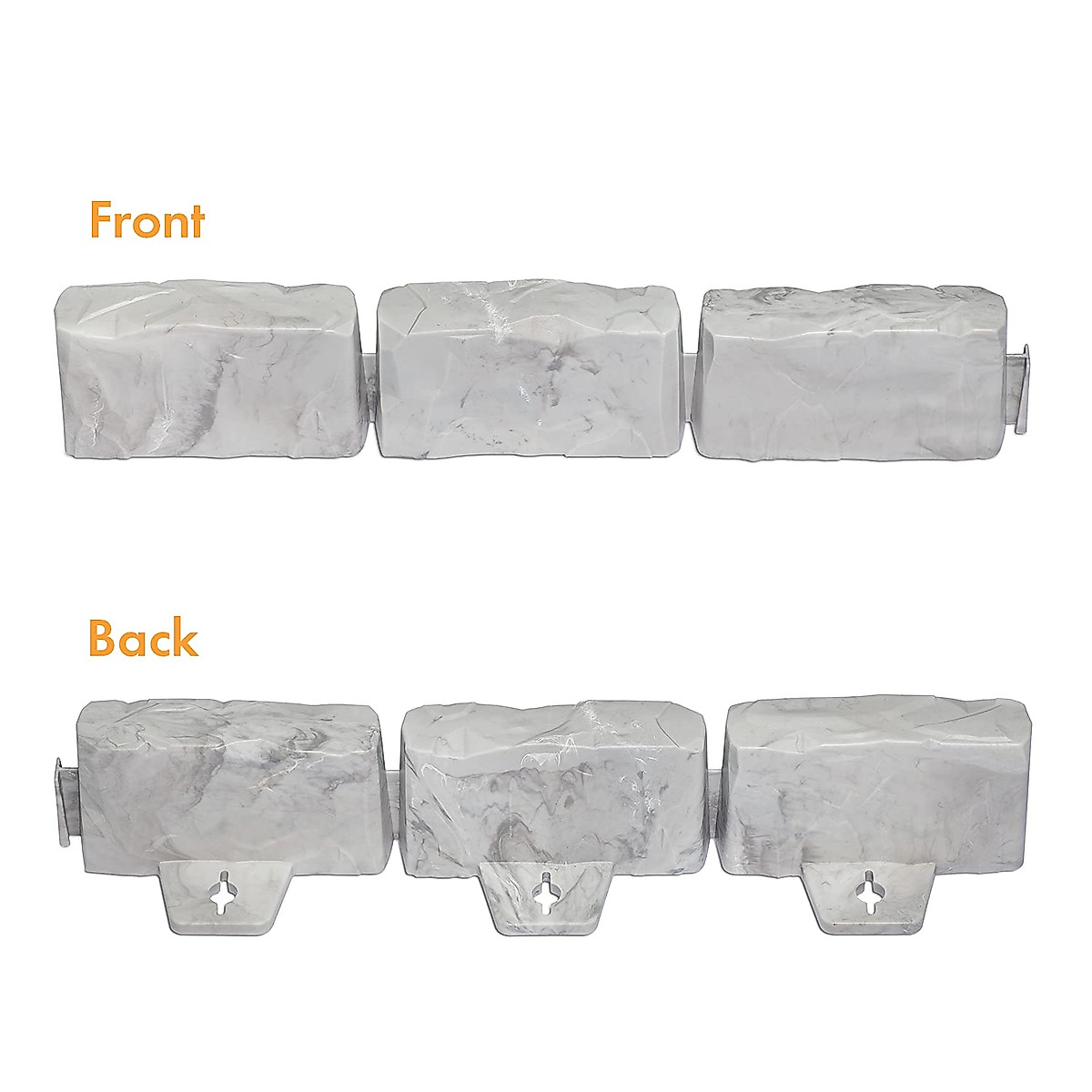EasyFlex No-Dig Landscape Edging with Anchoring Spikes, 2.7 in. Tall Decorative Stone-Look Garden Border, 15 Foot Kit, Light Gray & Easyflex 1989N-24C Spiral Landscape Edging Anchoring Spikes
