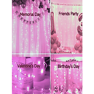 ORSMGOLF Fairy Curtain String Lights, Room Decor &Ideal Gift for Teens Girl, 8 Modes Wall Lights & Valentine's Day Indoor Decorations (Pink)
