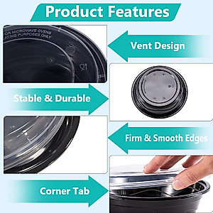 UHBYJM 50 Pack Meal Prep Container, 24 oz Round Meal Prep Food Container,Food Storage Containers with Lids,Reusable Plastic Meal Prep Bowls for Food Stackable Microwave and Freezer Safe