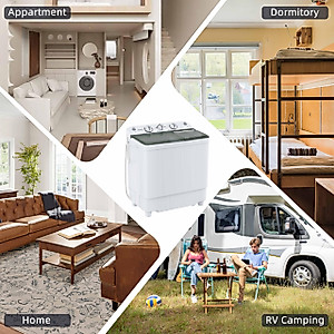 Sustainova Portable Washing Machine Twin Tub 9.9 Lbs Capacity, (7.7 Lbs) and Spinner(2.2 Lbs) Combo Mini Compact Laundry Washer for Home, Apartment, Camping, RVs and Dorms, Black/White