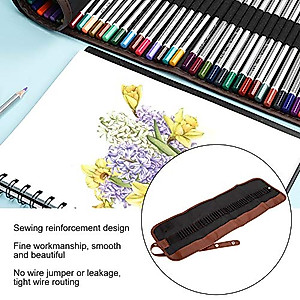 Pen Wrap Roll Pencil Case Multifunctional Sketch Colored Pencil Case Canvas Bag Pouch Painting Tools Storage Stationery School Supplies(48)
