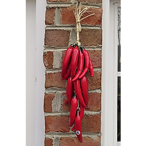 Generic Ceramic Talavera Red Chile Pepper - 15 in Red Chiles - Beautiful Mexican Handmade - Individually Unique - Red Chili Pepper Decorations - Pepper String - Red Chili Décor