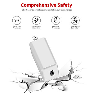 MEROM USB Wall Charger, 5V 2A Power Adapter Universal USB Plug Cell Phone Charging Block Cube Compatible with Samsung Galaxy S7/S6/S5 Edge, Google Nexus, LG, HTC, Huawei, Moto and More(1 Pack)