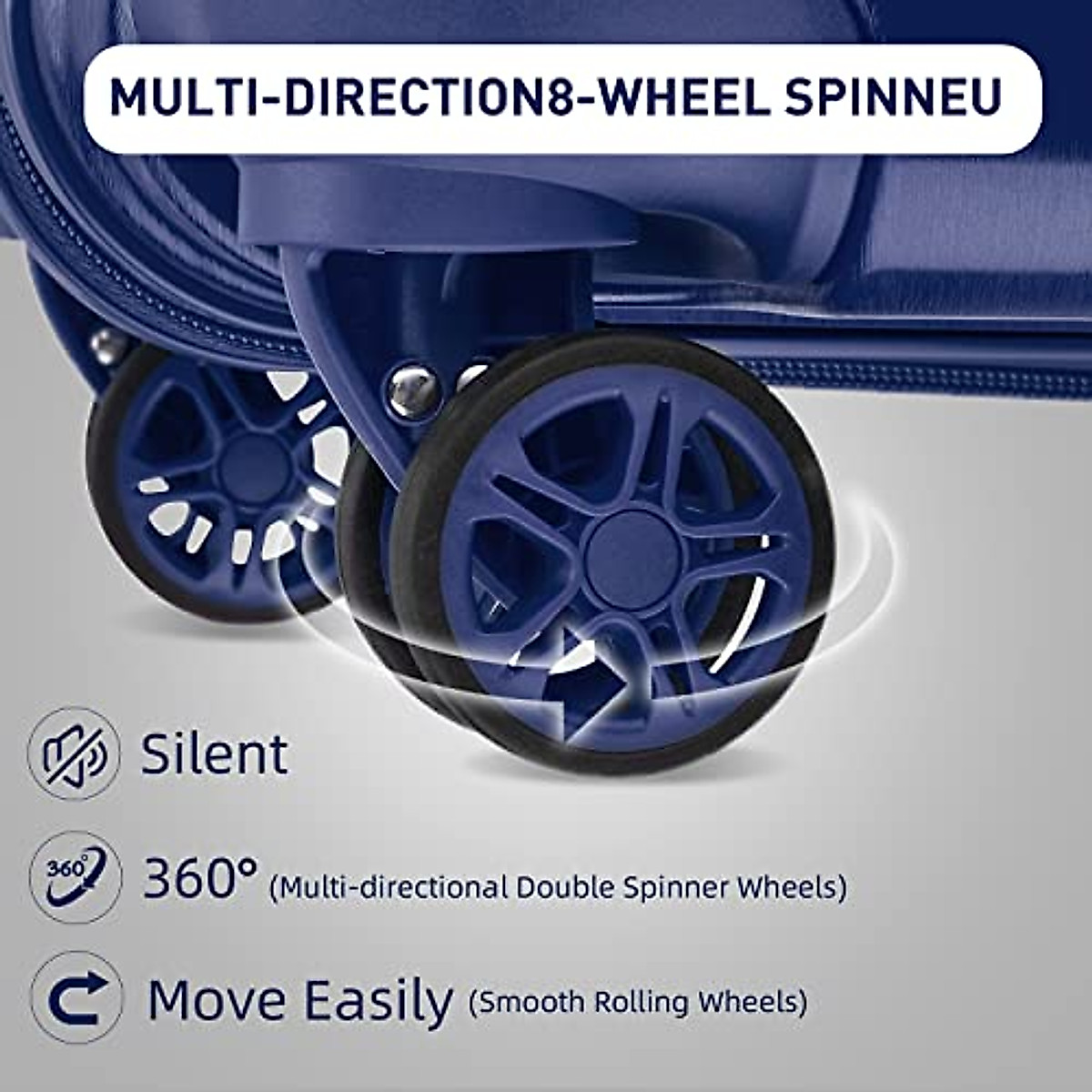 imiomo 3 Piece Luggage set Clearance, Travel Suitcase with Spinner Wheels TSA lock, Hardshell Lightweight Suitcase set for men and women (NAVY, 20/24/28)