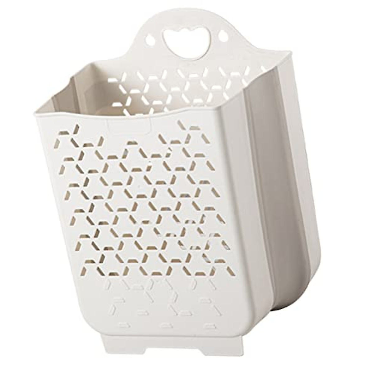 LUOZZY 2 Sets Portable Laundry Basket Collapsible Laundry Basket Wall Mount Folding Laundry Basket, White