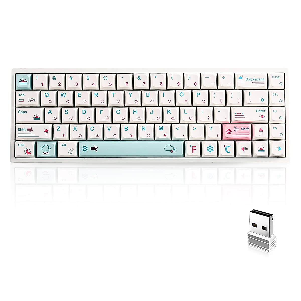 BOYI WK68 Hot Swappable RGB Mechanical Keyboard,Wireless Bluetooth 5.0/2.4G/Wired Type-C Tri-Mode PBT Sublimation Keycaps 65% Gaming Keyboard(Gateron Yellow Switch,Weather Theme XDA Keycaps)