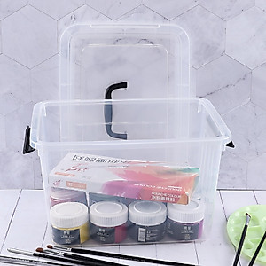 Sadstory 12 Quart Clear Latching Bin with Handle, Plastic Lidded Storage Box, 6 Packs