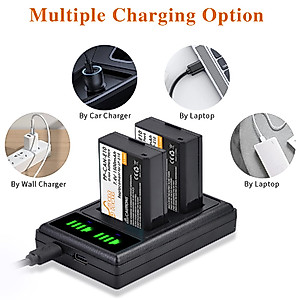 LP-E10 LPE10 Battery and LED USB Dual Charger with Type C Port Replacement for Canon EOS Rebel T6 T5 T7 T3 EOS 1200D 1100D 1300D 1500D 2000D 3000D Rebel KISS X50 X70 X80 X90