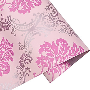 Yifely Vintage Pink Damask Self-Adhesive Shelf Drawer Liner Moisture Proof PVC Mat 45x300cm