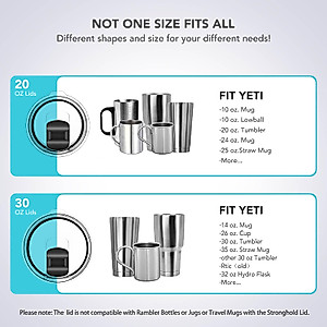 30 oz Tumbler Lid, Replacement Lids Compatible for YETI 30 oz Tumbler, 14 oz Mug and 35 oz Straw Mug, 2 Pack Travel Spill Proof Cup Lids Covers with Magnetic Slider Switch, BPA Free