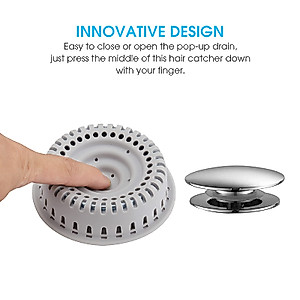 Aojuxix Drain Hair Catcher, Upgraded Protector with Silicone & Stainless Metal Designed for Pop-Up and Regular, Effective Without Slowing Drainage
