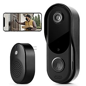 KALOGL Doorbell Camera Wireless WiFi Video Doorbell IP65 Waterproof, Battery Powered,2-Way Audio, Smart IR,Wide Angle,Cloud Storage,2.4G WiFi