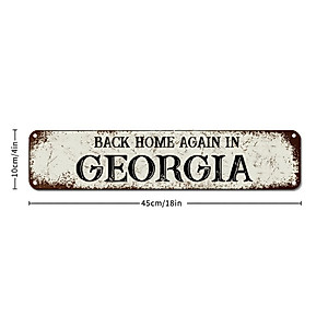 Bomehhjuli Back Home Again in Georgia Metal Sign Georgia State Metal Tin Sign City Pride Metal Wall Art Location Antique Wall Plaque Poster for Garage Man Cave Bar Kitchen 18x4in