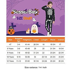 Kid Girls Skeleton Bone Hooded Sweatshirts Skull Halloween Pullover Hoodies for Boys 7-8 Years