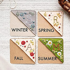 Personalized Hand Embroidered Corner Bookmarks, 26 Letter Felt Triangle Bookmarks, Book Corner Bookmarks, Bookmarks for Book Lovers (K, Summer)