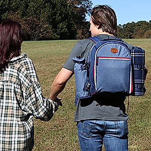 Frolk Picnic Backpack Set for 4 - Picnic Basket Backpack Kit with 4 Cutlery Sets, Cooler Compartment, Wine Holder, Picnic Blanket, 3 Food Storage Containers - Picnic Gift for Men and Women