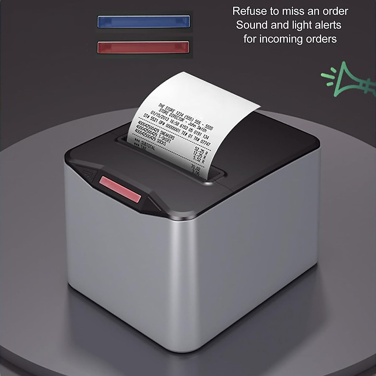Thermal Receipt Printer, 80mm POS Printer USB Ethernet Interface with Auto Cutter, Sound and Light Alarm, Compatible for ESC/POS Command, High-Resolution Print, for Windows/Android/Linux