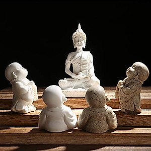 Carefree Fish Buddha Statue Minimalist Sandstone Buda Ornament Monk Figurine Zen Decor Bring Home a Ray of Sunshine