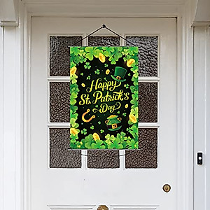 St Patricks Day Decorations Door Banner Irish Shamrock Welcome Sign Decor St. Patrick's Door Banner Sign Hanging Fabric Green Garland for Home Office Front Door Yard Outdoor Party Decor