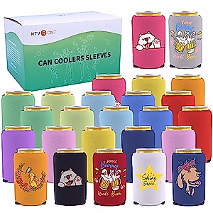 HTVRONT Can Coolers Sleeves 25 Pack - Sublimation Can Coolers Blanks Multicolor for 12 OZ/16OZ Cans Soft Drinks, 12 OZ Bottles Beer - Suitable for HTV Projects, Embroidery, Gift, Party, Wedding