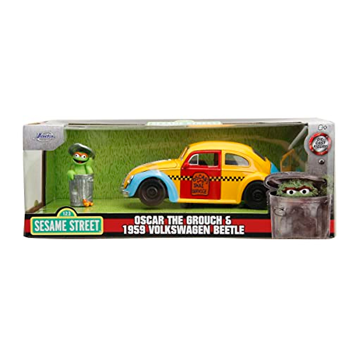 Sesame Street 1:24 1959 Volkswagen Beetle Die-cast Car & 2.75" Oscar The Grouch Figure, Toys for Kids and Adults