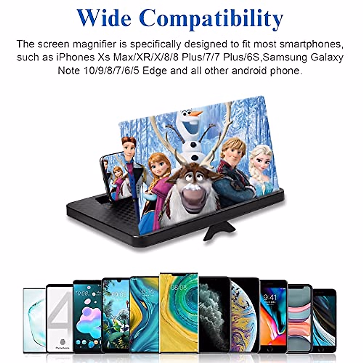 14" Screen Magnifier for Cell Phone, Portable 3D HD Magnifying Projector Screen Enlarger for Movies, Short Videos Gaming Foldable Phone Stand with Screen Amplifier Compatible with All Smartphones