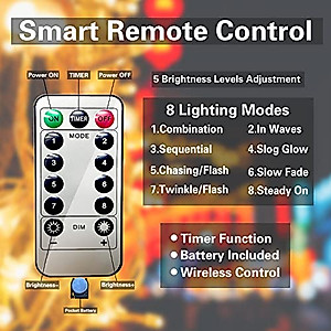 Globe String Lights, 54 FT 100 LED USB Fairy Lights Plug in, 8 Modes Twinkle Lights Waterproof with Remote and Timer for Bedroom Indoor Outdoor Garden Patio Wedding Christmas Party Decor (Warm White)