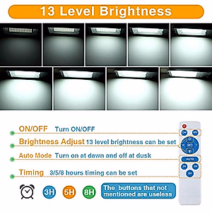 WisHomee 800W LED Solar Street Lights, Outdoor Dusk to Dawn Pole Light with Remote Control, Waterproof, Ideal for Parking Lot, Stadium, Yard, Garage and Garden (Cool White)