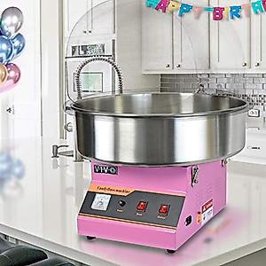 VIVO Pink Electric Commercial Cotton Candy Machine/Candy Floss Maker with Bubble Shield CANDY-KIT-1