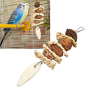 Zerodis Corn Leaf Nut Chew Toy,Bird Chewing Toy Bird Cage Gnawing Toy with Stainless Steel Hook Corn Leaf Nut