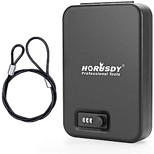 HORUSDY Lock box for Guns and Valuables,Portable Security Case Lock Box Safe with Combination Lock