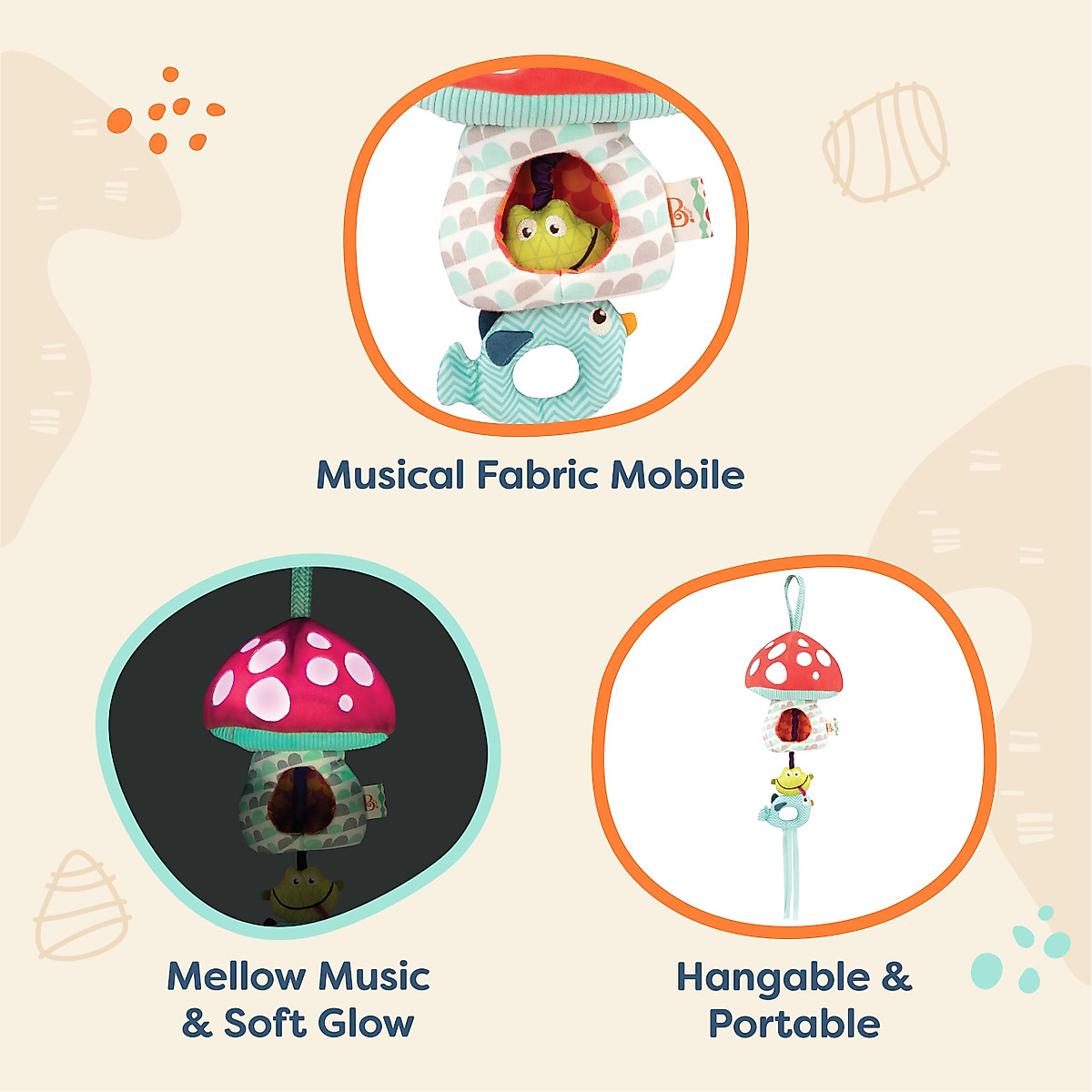 B. toys- B. baby- Magical Mellow-Zzzs- Musical Nursery Crib Mobile- Pullstring Baby Toy with Soft Light- Soothing Travel Mobile-