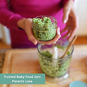 Sage Spoonfuls Glass Baby Food Containers with Lids - 12 Pack, 4 oz Baby Food Jars, Freezer Storage, Leakproof, Reusable Small Glass Baby Food Containers, Microwave & Dishwasher Friendly