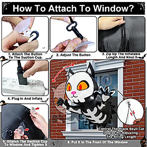 TURNMEON 4 Ft Halloween Inflatable Scary Black Cat Broke Out from Window Outdoor Halloween Decorations Blow Up Skeleton Build-in LED Lights Halloween Party Indoor Outside Home Yard Garden Lawn Decor