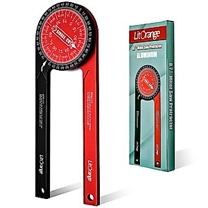 Litorange Aluminum Miter Saw Protractor Plus | 8.7-Inch Angle Finder Featuring Precision Laser Engraved Scales for Inside Outside Corner, Carpenters， Plumbers and All Building Trades, Two-color Design