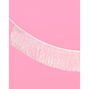 xo, Fetti White Iridescent Fringe Banner - 5 Ft. | Bachelorette Party Decorations, Birthday Party Decor, Baby Shower Supplies, Photo Booth Banner Backdrop