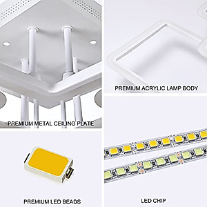 JULINSHUN Modern LED Ceiling Light,95W Remote Control Dimmable Ceiling Lamps,6 Rings White Modern LED Ceiling Light for Living Room, Bedroom, Study, Office