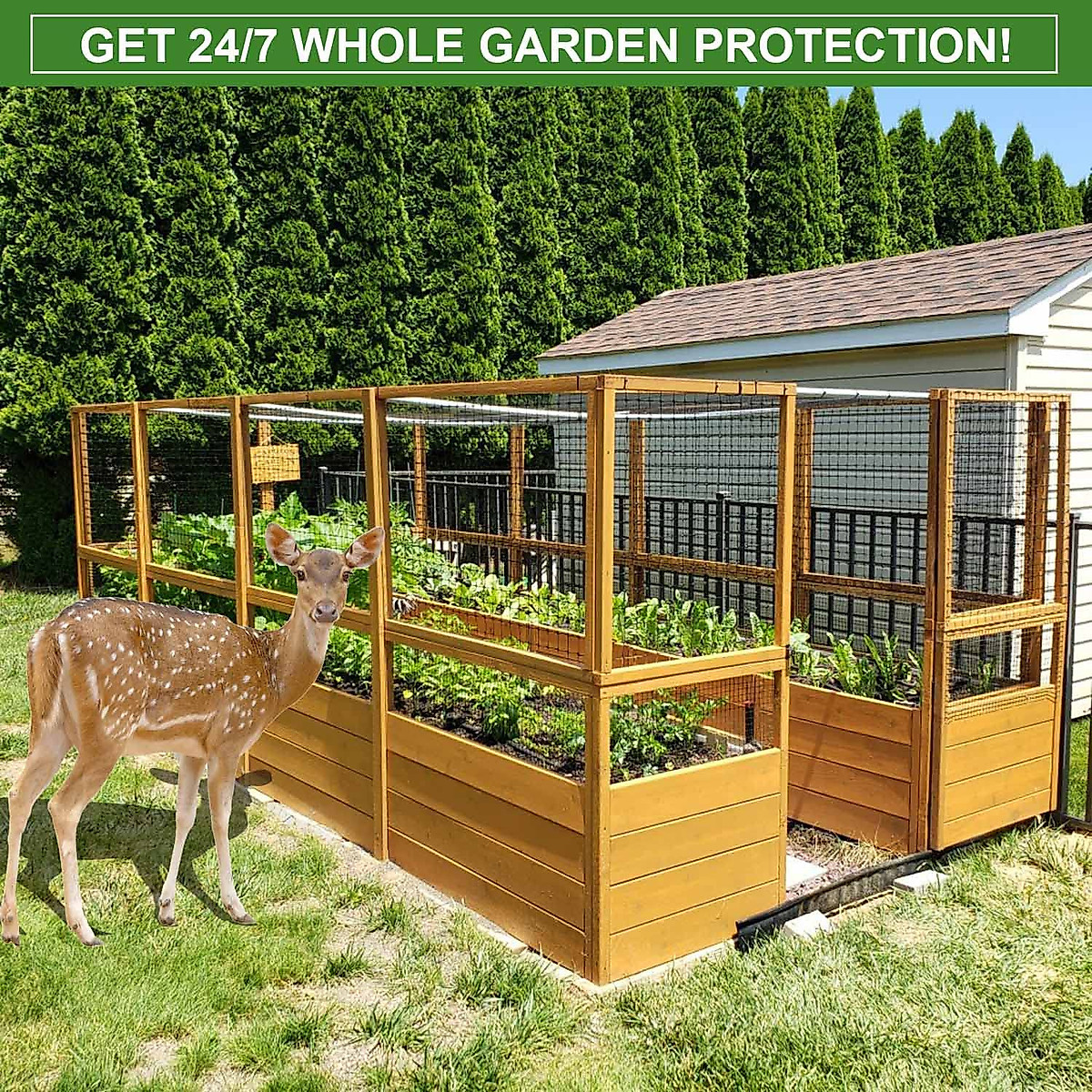 Mklsit Deer Netting Fence, 8ft x 100ft Bird Netting Heavy Duty Garden Netting for Garden Protection Fruit Trees Vegetable Plants Against Birds, Deer and Other Animals