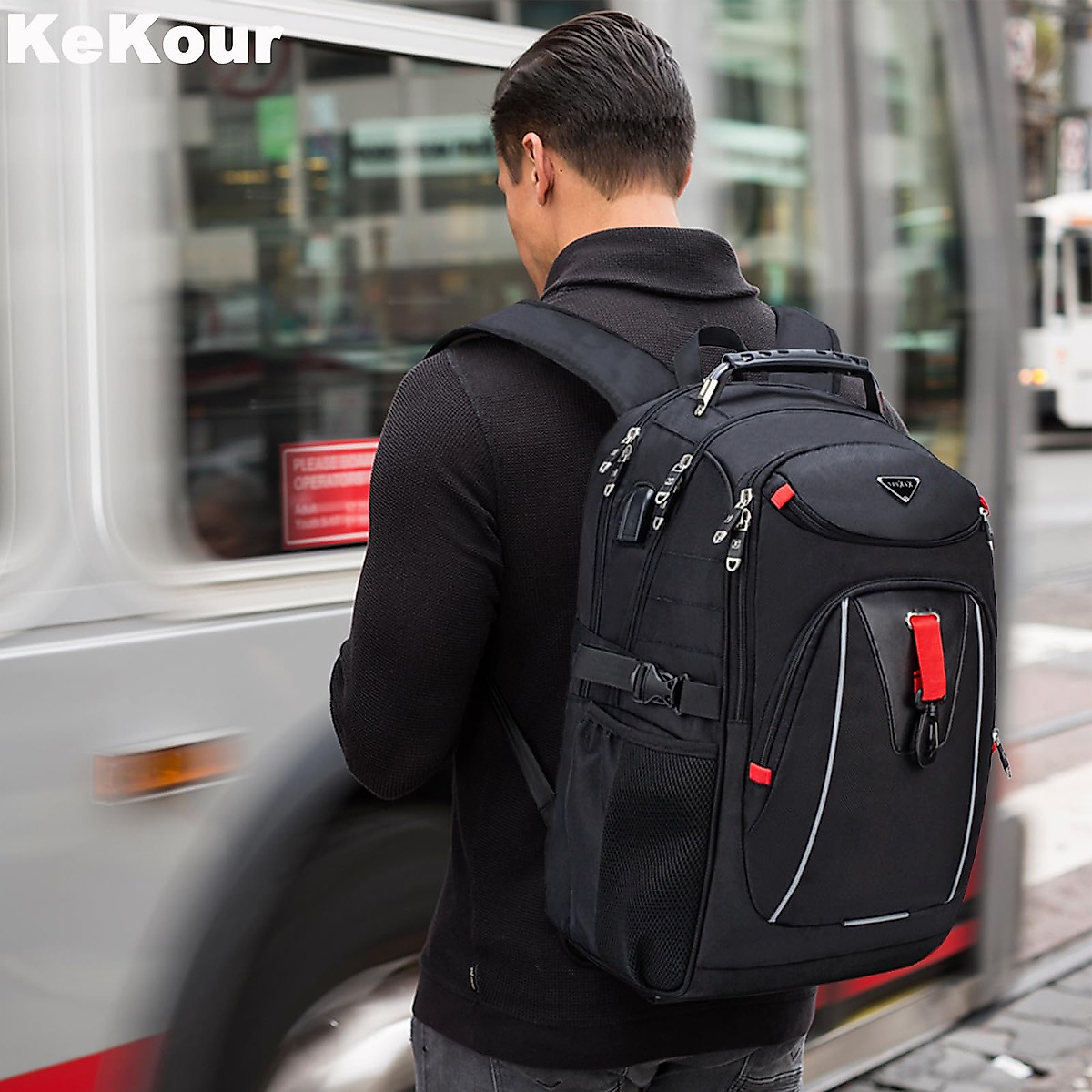 KeKour Travel Laptop Backpack, Extra Large 52L School Laptop Backpacks for Men Women, Water Resistant College School Bookbag Business Work Bag with USB Charging Port Fits 17,3 Inch Computer