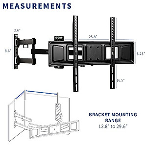 VIVO Corner TV Wall Mount for 32 to 70 inch LCD LED Plasma Flat Screens, Full Motion Articulating Bracket, VESA up to 600x400, MOUNT-CR70C