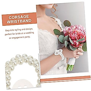 EXCEART 15pcs Bridal Wrist Pearls Bracelet for Mom Stretch Bracelet Flowers Decoration Corsage Stretch Pearl Wedding Wristband Corsage Wristlet Wedding Party Supply Wrist Ornament Bride