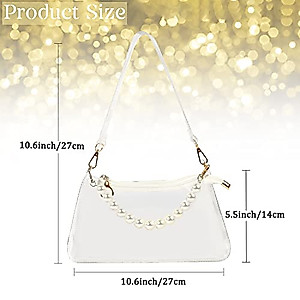 WLUSEAXI Clear Crossbody Bags for Women,Clear Purses for Women Stadium with Pearl Chain,Small Clear Clutch Concert Bags