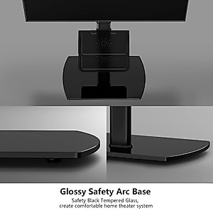 TVON Universal TV Floor Stand with Swivel Mount Height Adjustable for 32-65 Inch Flat or Curved Screen TVs, 3-Shelf Tempered Glass Base for Media Storage, Cable Management, VESA 400x400 mm