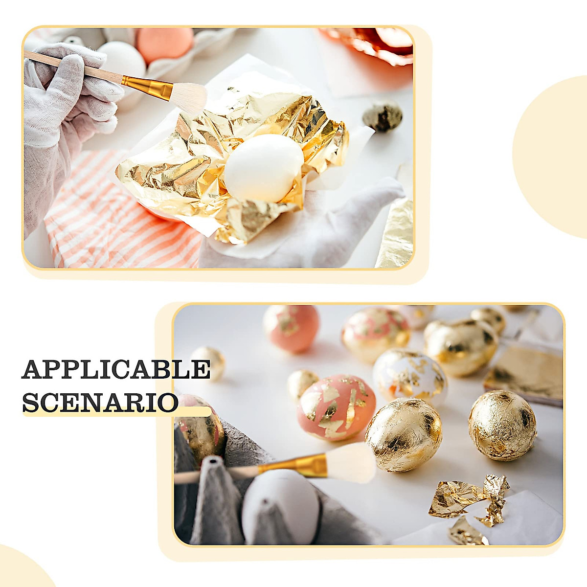 Cunhill 100 Sheets Gold Foil Paper Art Gold Foil Sheets Gilding Brush Thin Gold Leaf Sheets Gold Foil Paper Craft for Arts Painting Gilding Crafting Decoration, 5.5 x 5.5 Inches (Gold)