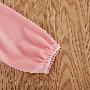 Infant Baby Girl Plain Fall Crushed Velvet Long Sleeve Bodysuits Romper Tops (A Peach Pink, 6-12 Months)