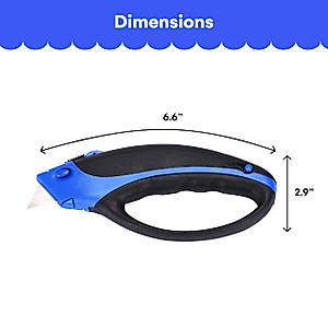 Noa Store Box Cutter Retractable, Set of 3, 2.9"x6.6" - 3-Position Manual Slider Button with Ceramic Blade - Alternative to Utility Knives - for Cutting Packaging, Foam, Vinyl, Cardboard - Blue/Black